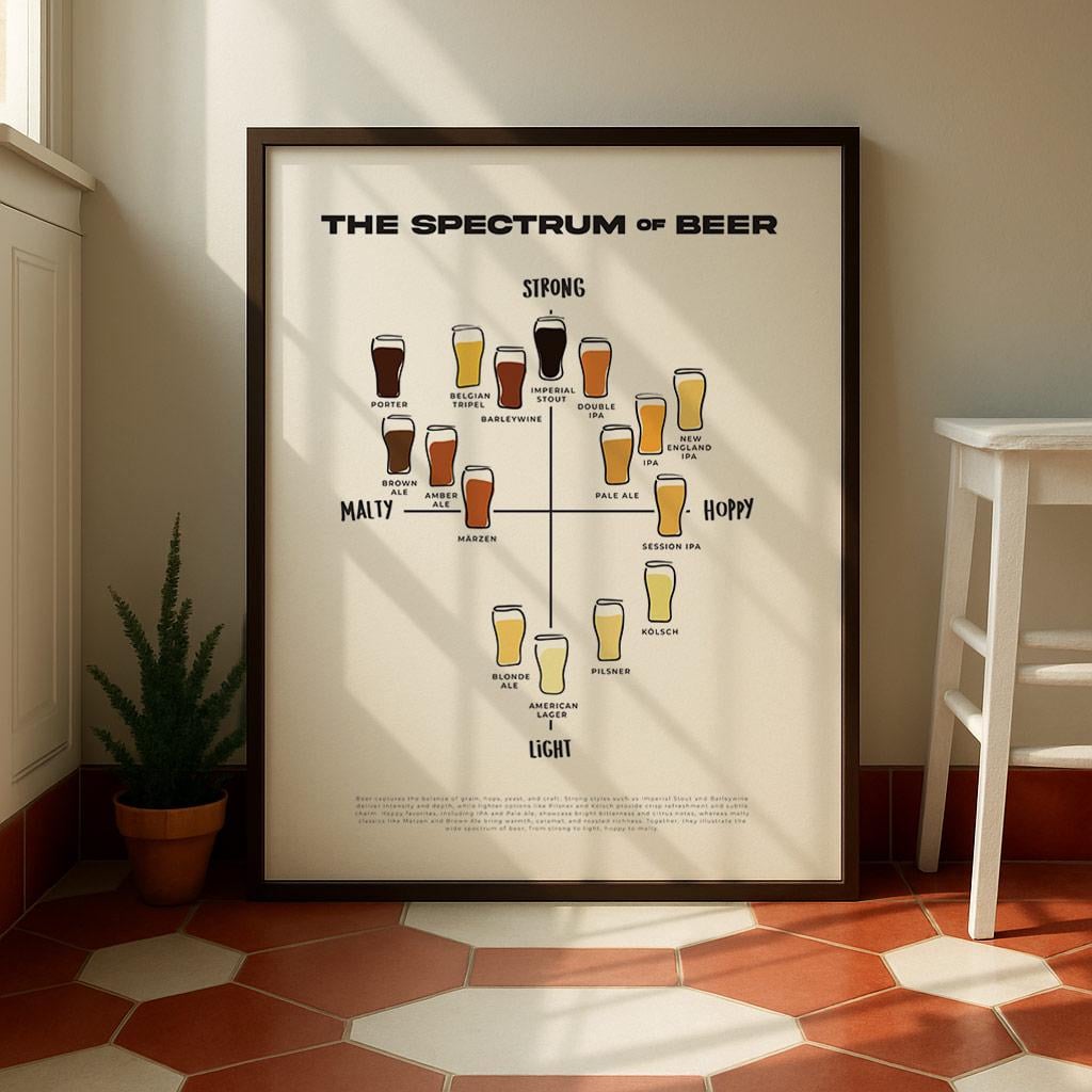 Beer Flavor Chart Printable Wall Art, Craft Beer Guide Poster, Home Bar ...