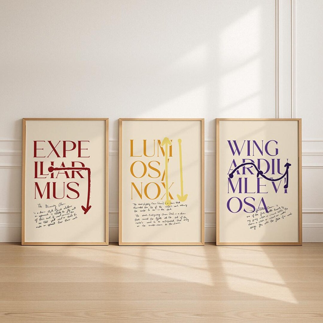 Harry Potter Spell & Charms Posters Set of 3 | Wingardium Leviosa ...