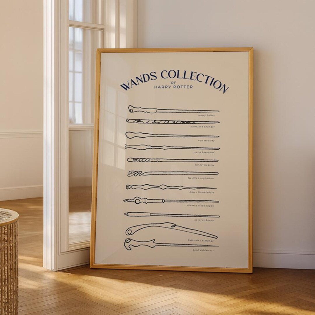 Wizard Wands Print, Magical Wand Collection Poster, Fantasy Wizard ...
