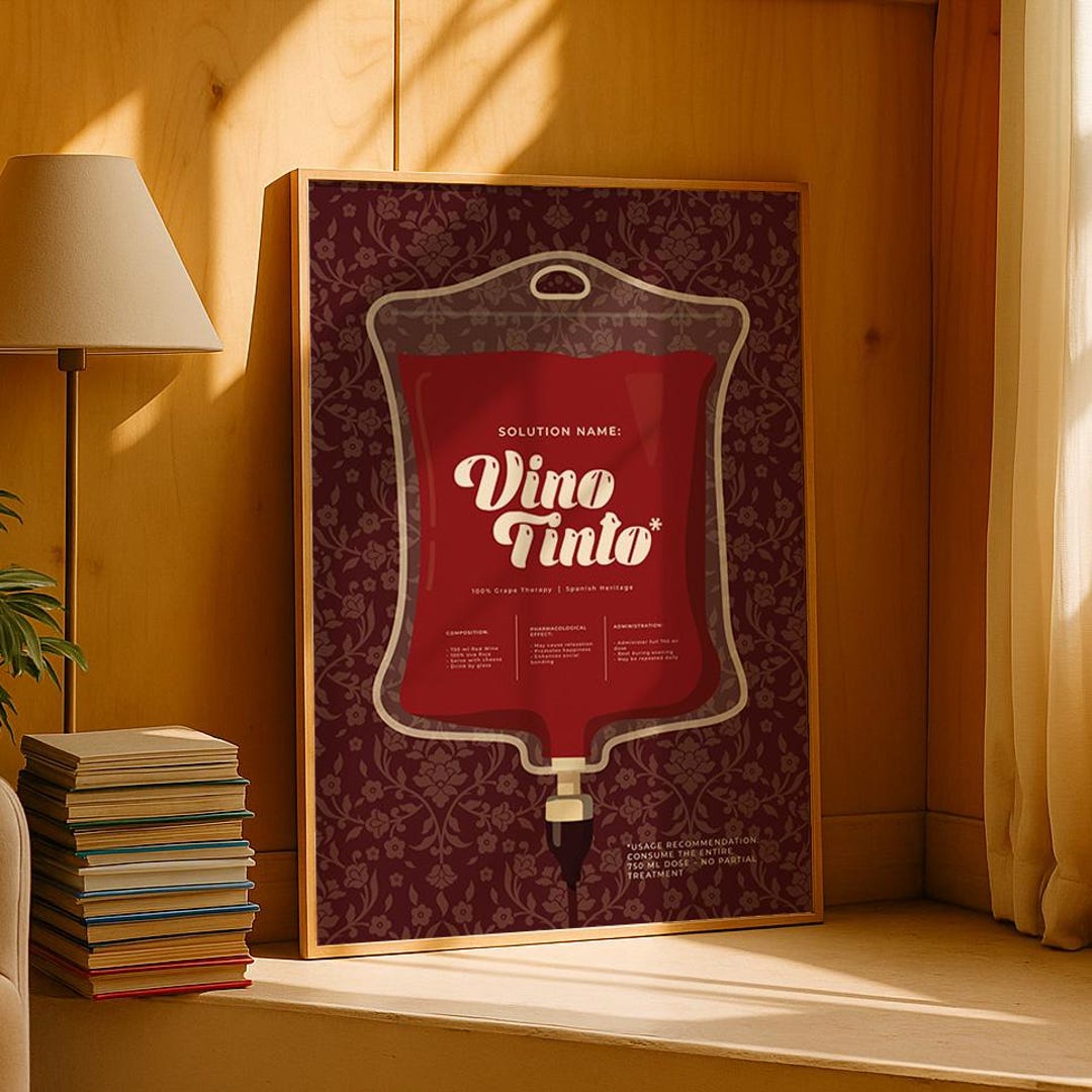 Red Wine IV Bag Poster | Funny Wine Wall Art | Wine Lover Gift ...