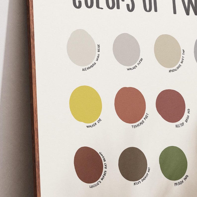 The Walking Dead Color Palette Art Print | TV Show Decor (digital ...