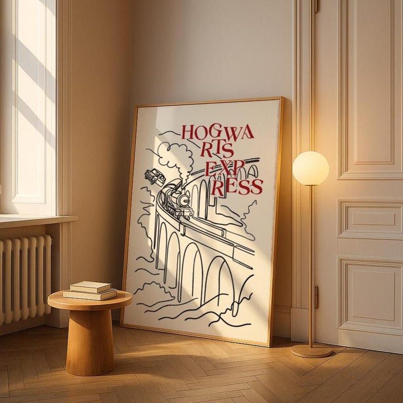 Hogwarts Express Poster Harry Potter Wall Art | Flying Car Train Scene ...