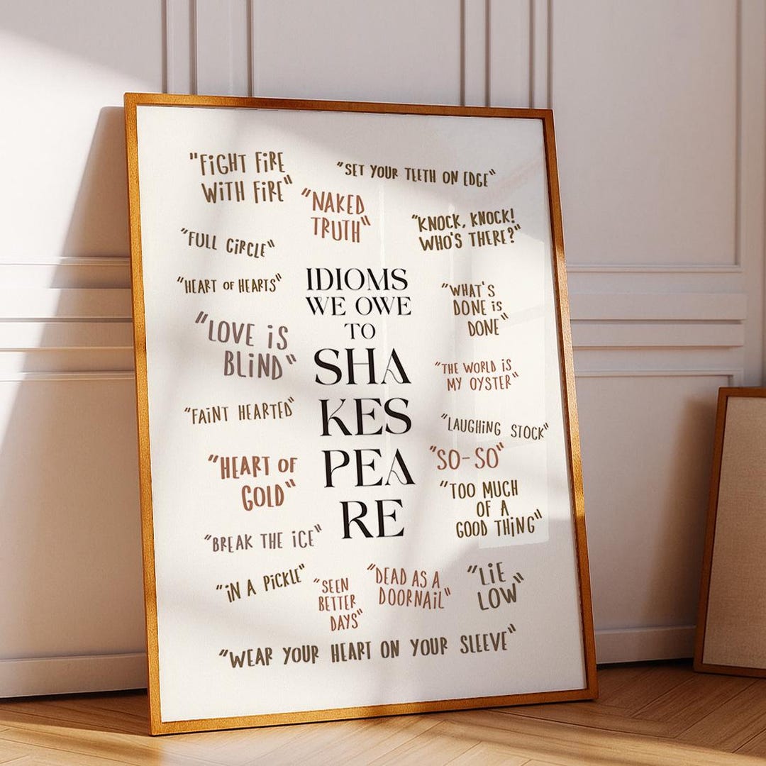 Shakespeare Idioms Poster • Famous Shakespeare Phrases Print • Literary ...