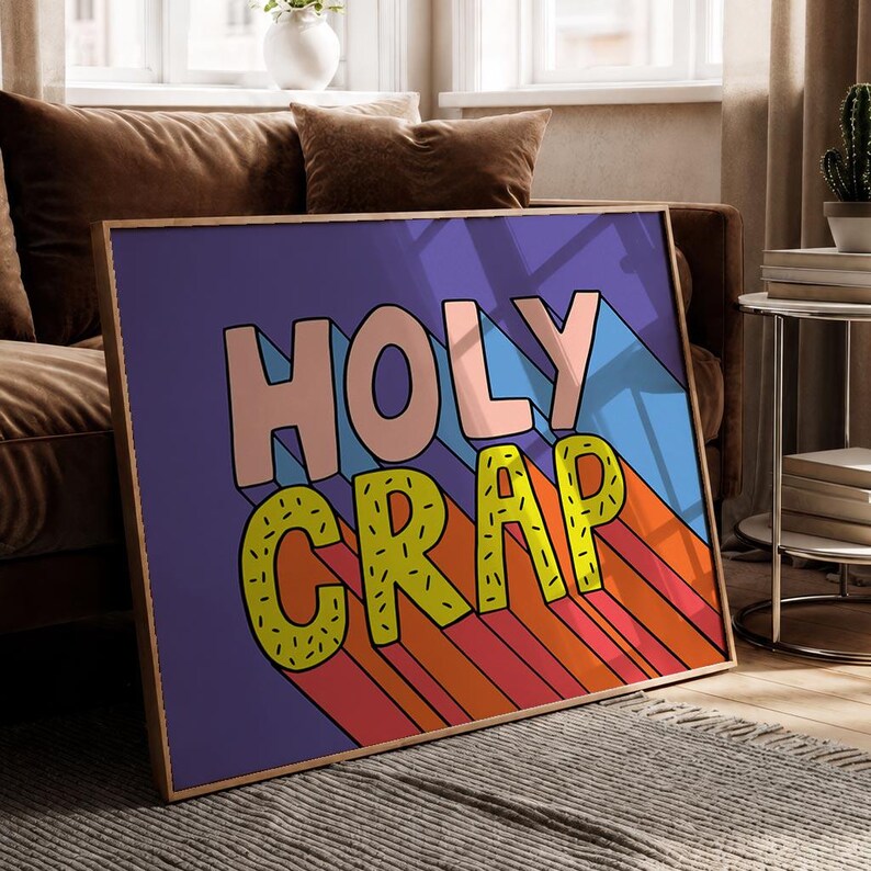 Impressão artística de parede "Holy Crap", pôster tipográfico engraçado ...