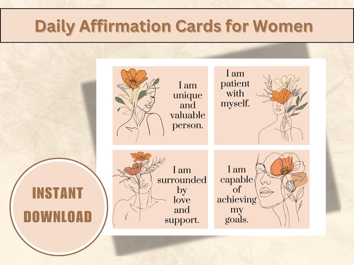 Daily Affirmation Printable Self Care Gift Digital Download Mental ...