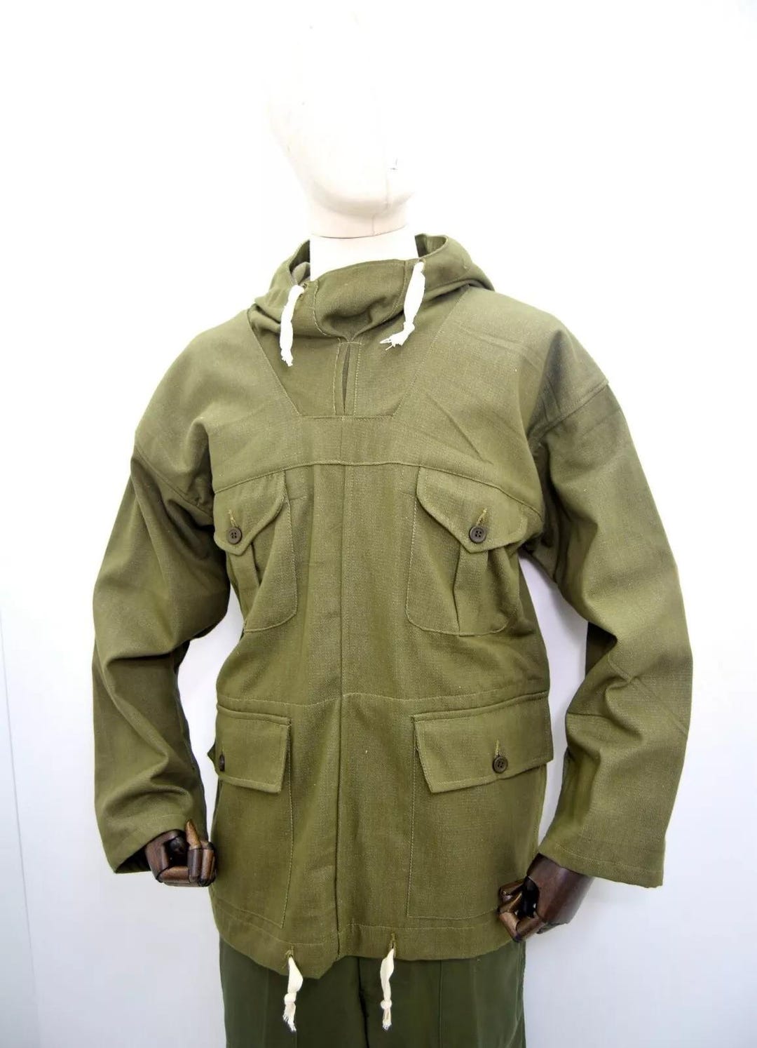 Vintage Military Mountain Smock Heavy Denim Canvas Anorak Olive ...