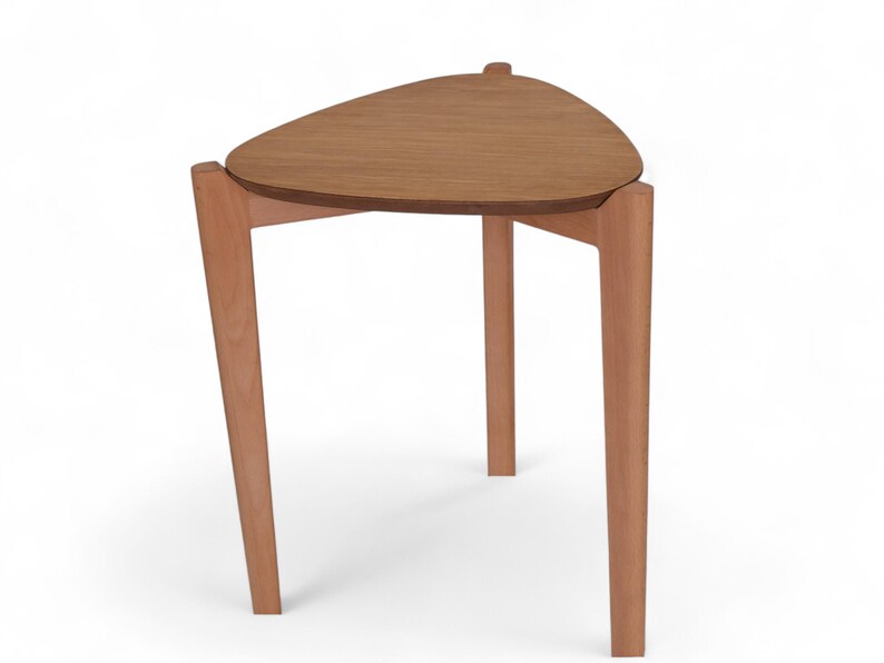 Modern Triangular Coffee Table, Wooden End Table, Oak Beech Veneer ...