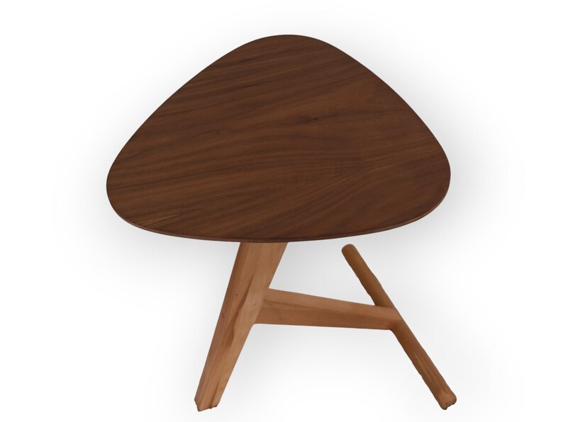 Wooden Coffee Table, Walnut Beach Veneer Triangle Wood Side Table ...