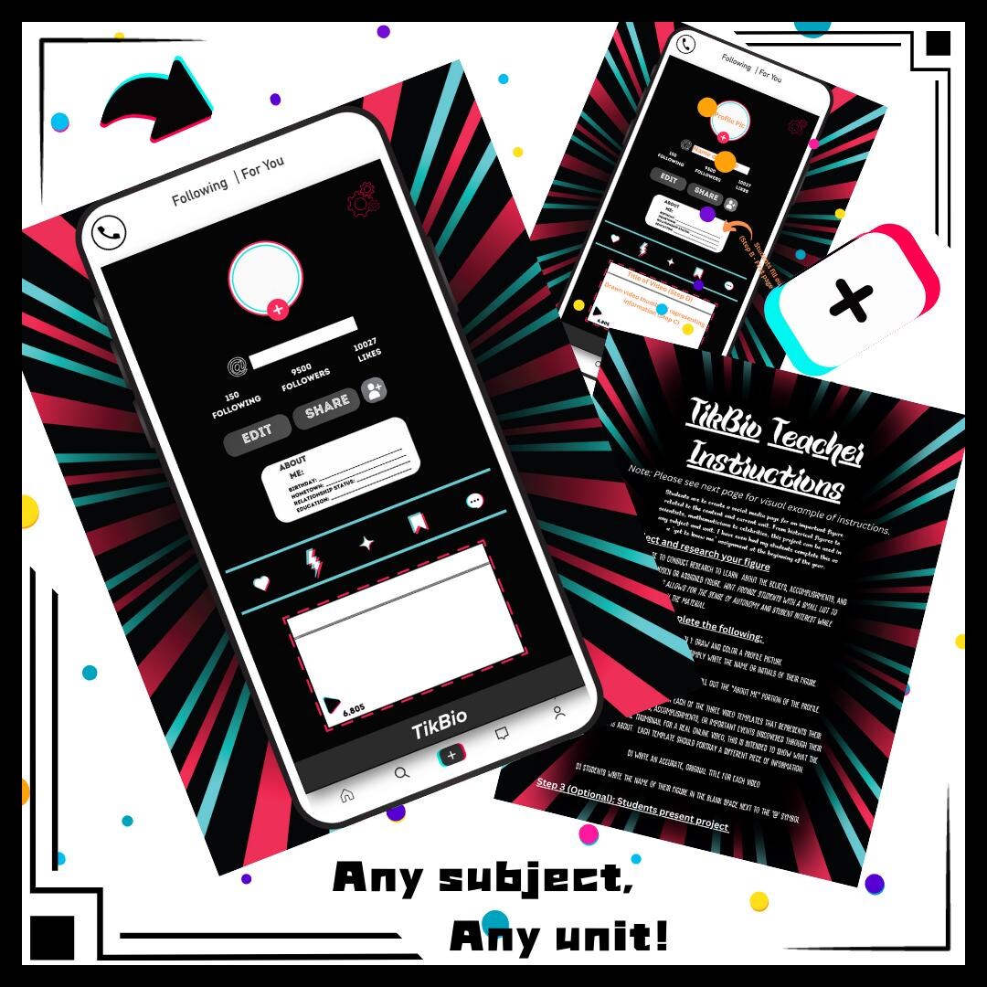 Mock Tiktok Social Media Research Project for ALL Subjects and ANY Unit ...