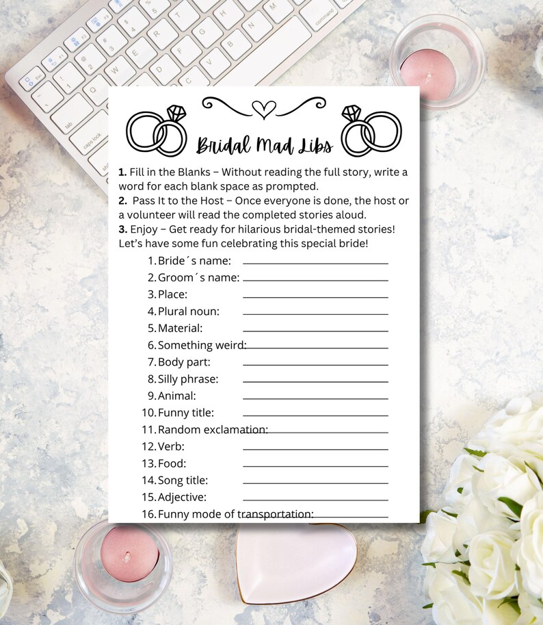 Funny Bridal Shower Mad Libs | Printable Bachelorette Party Game ...