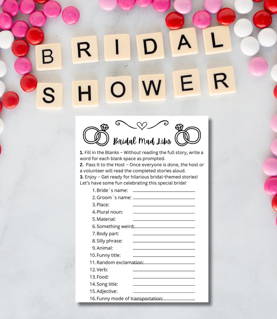 Funny Bridal Shower Mad Libs | Printable Bachelorette Party Game ...