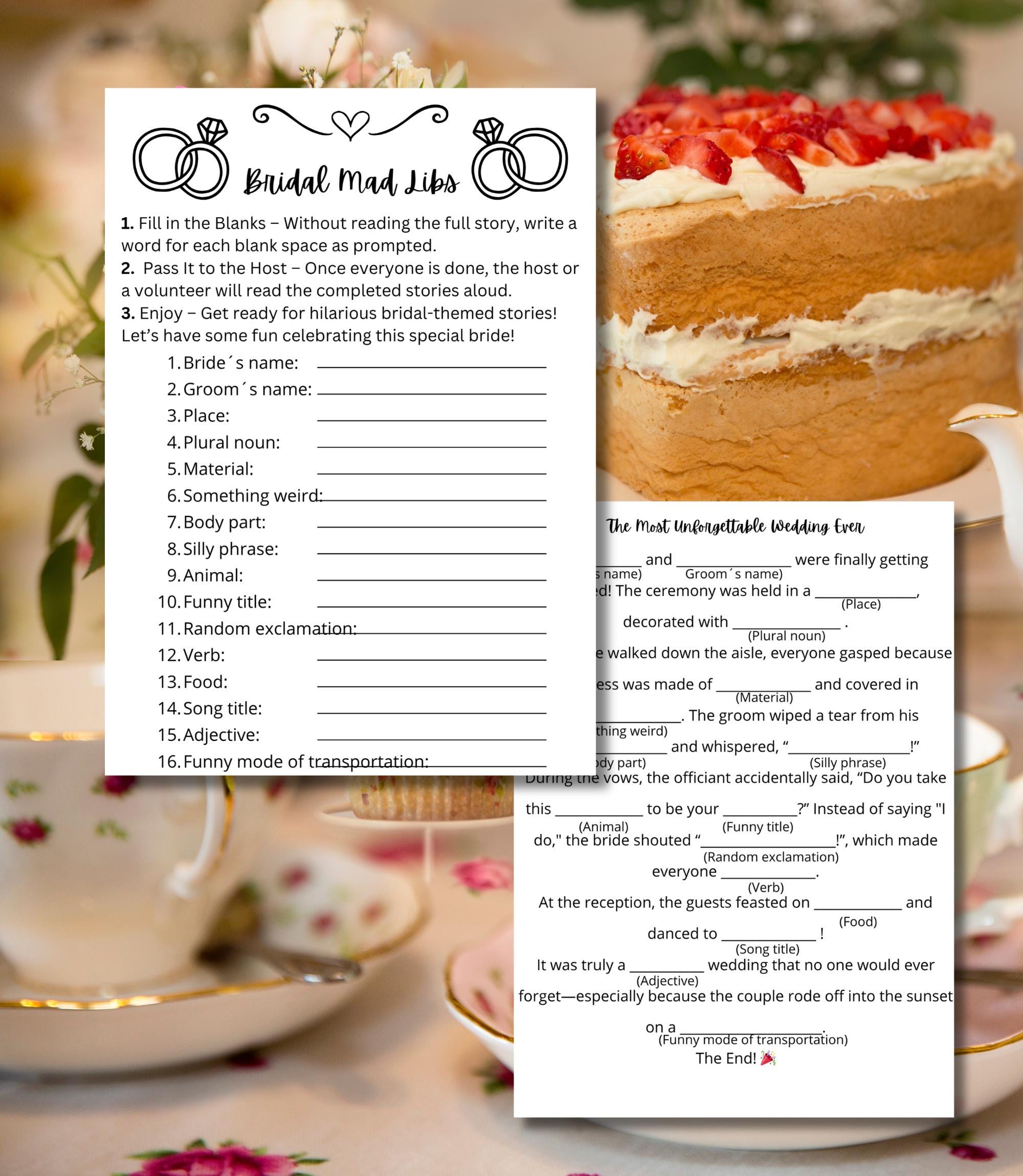 Funny Bridal Shower Mad Libs | Printable Bachelorette Party Game ...