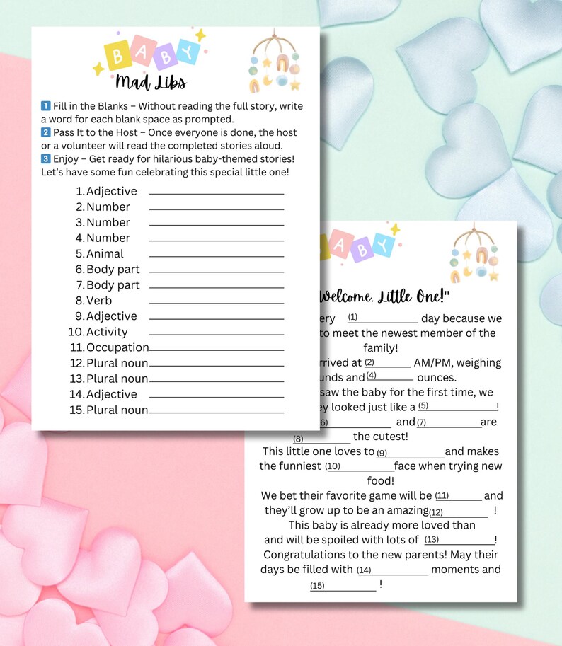 Funny Baby Shower Mad Libs | Printable Baby Shower Game for Guests ...