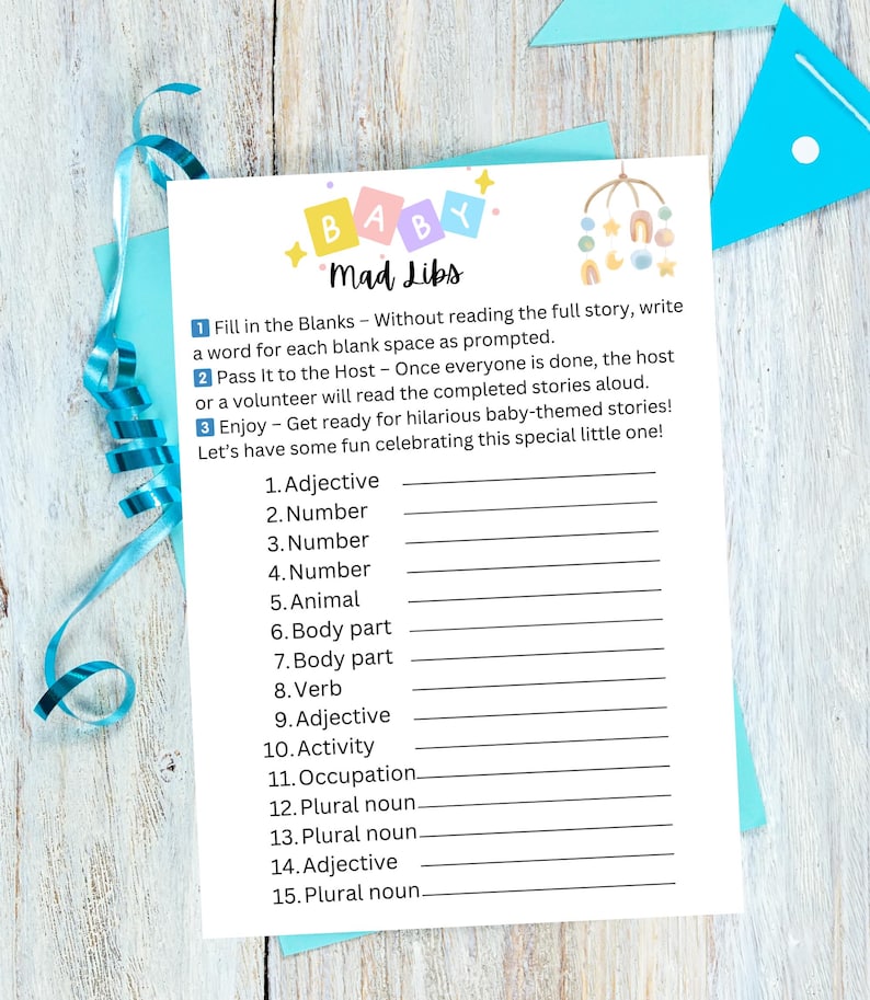 Funny Baby Shower Mad Libs | Printable Baby Shower Game for Guests ...