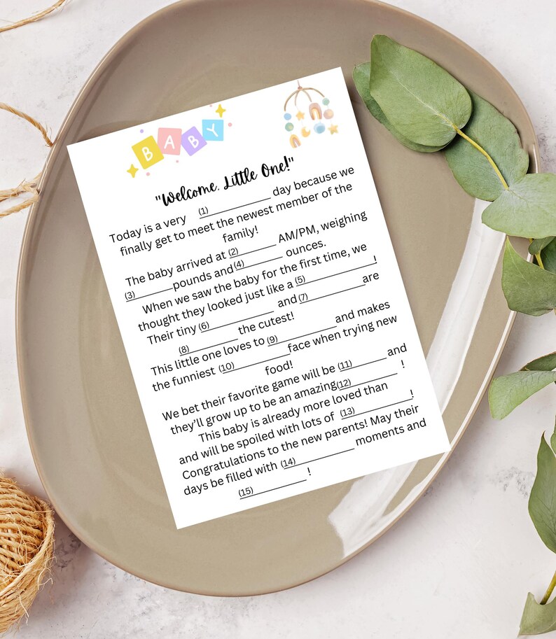 Funny Baby Shower Mad Libs | Printable Baby Shower Game for Guests ...