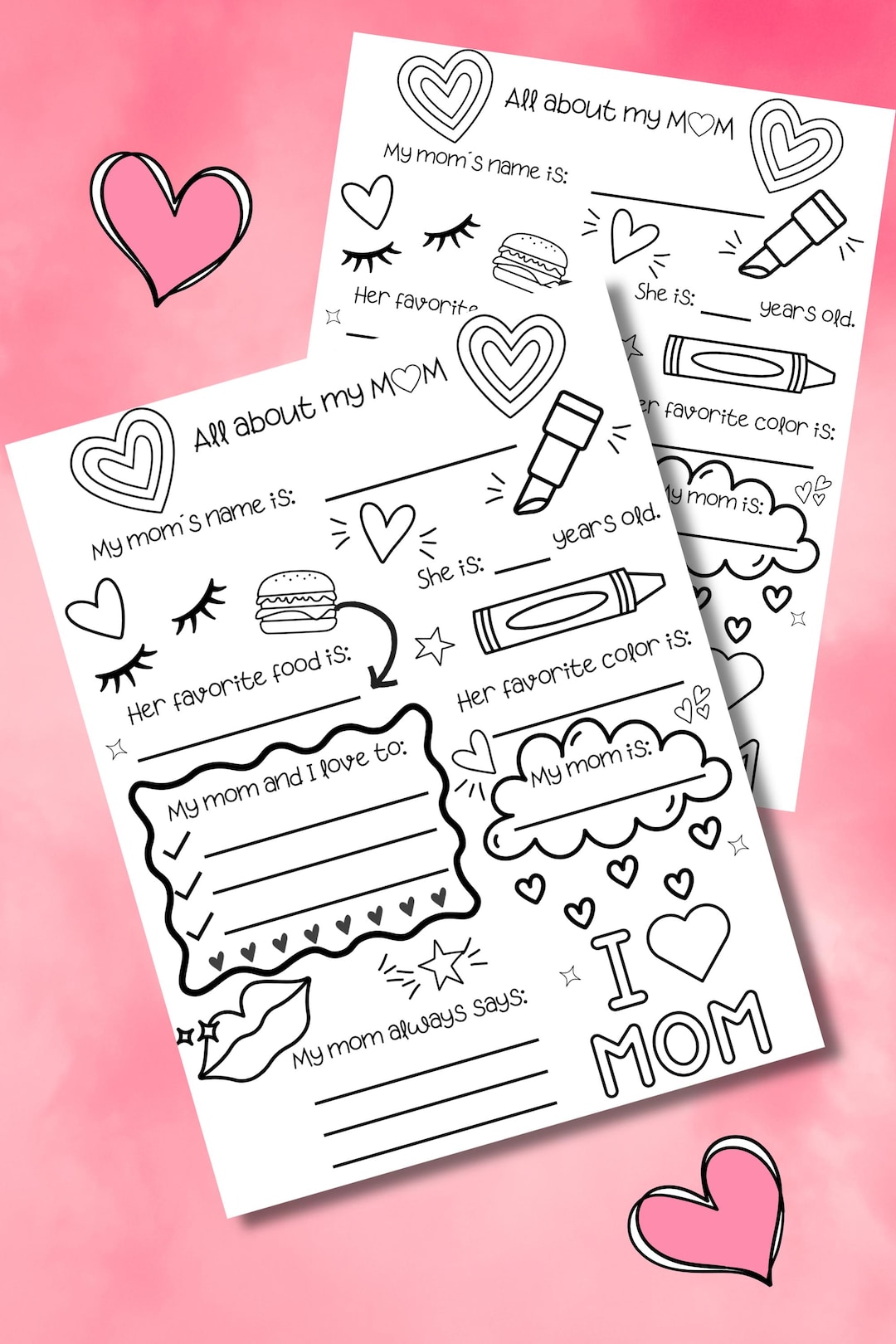 Mother’s Day Printable | All About My Mom Worksheet | Fill in the Blank ...