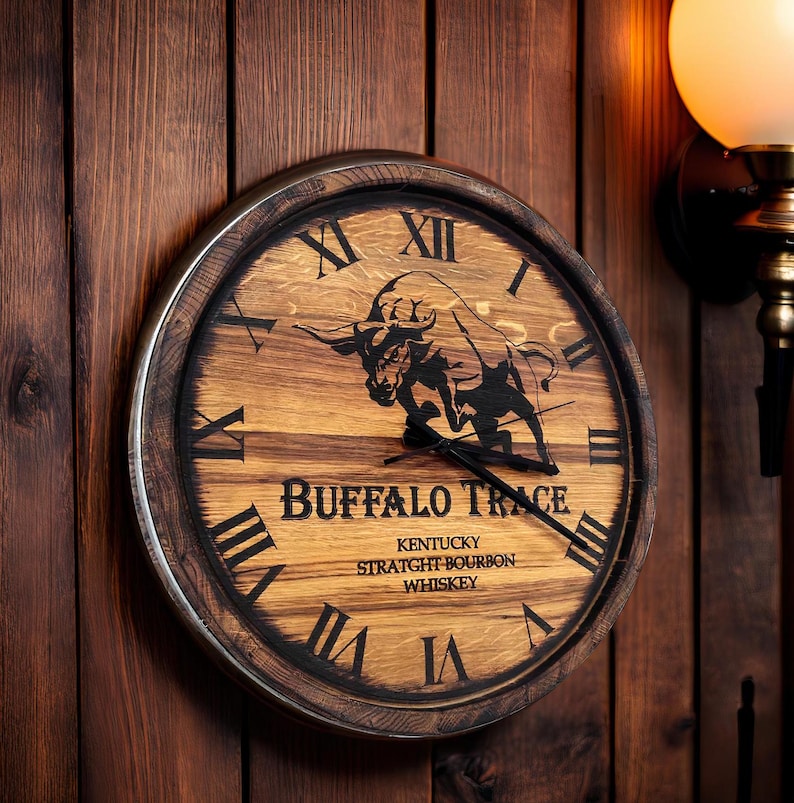 Personalized Whiskey Barrel Clock, Custom Oak Barrel Head, Vintage ...
