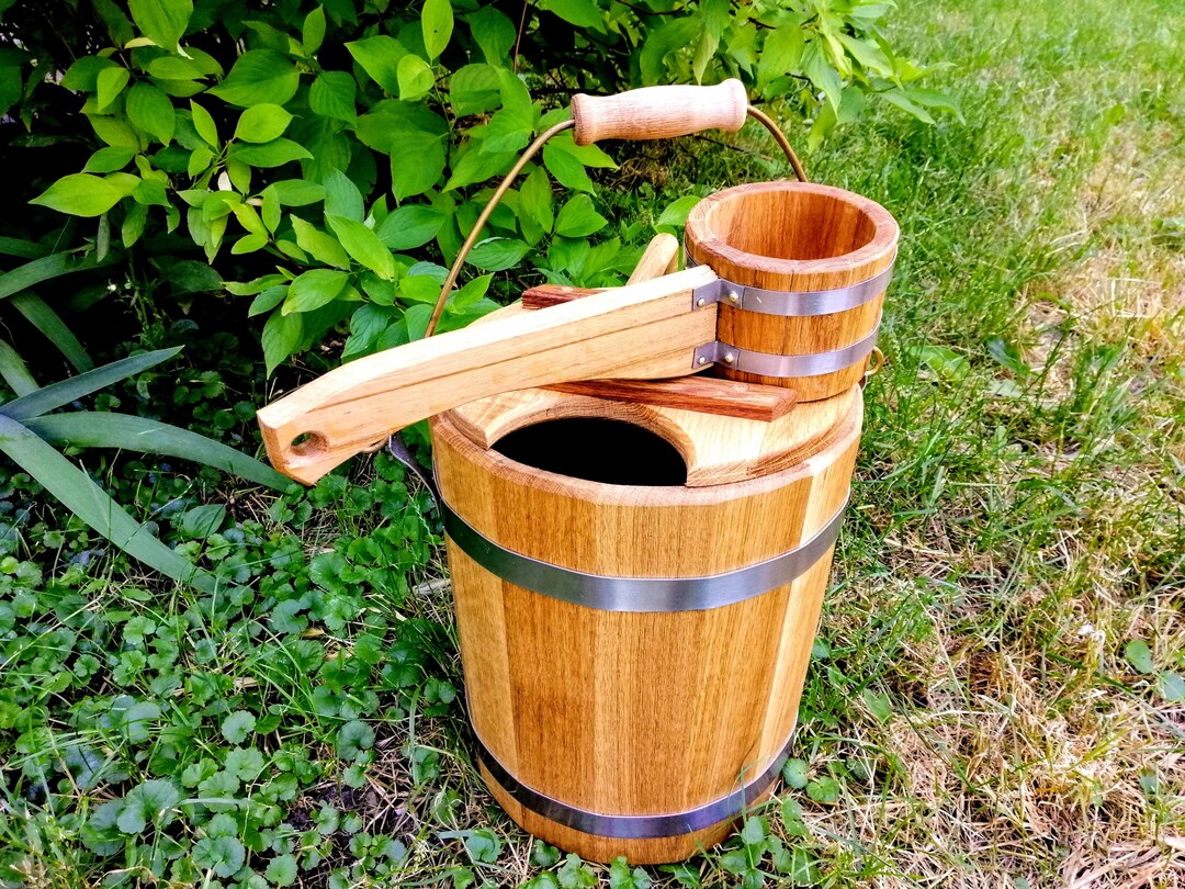 Personalized Oak Bucket 15 L, Wooden Bucket & Scoop, Vintage Wood ...
