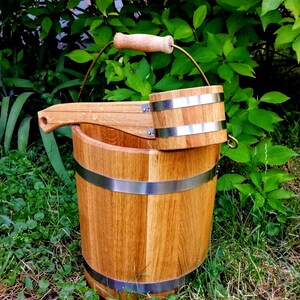 Personalized Oak Bucket 15 L, Wooden Bucket & Scoop, Vintage Wood ...