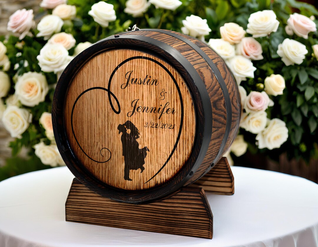 Personalized Whiskey-wine Barrel Card Holder, Rustic Barrel Card Box ...