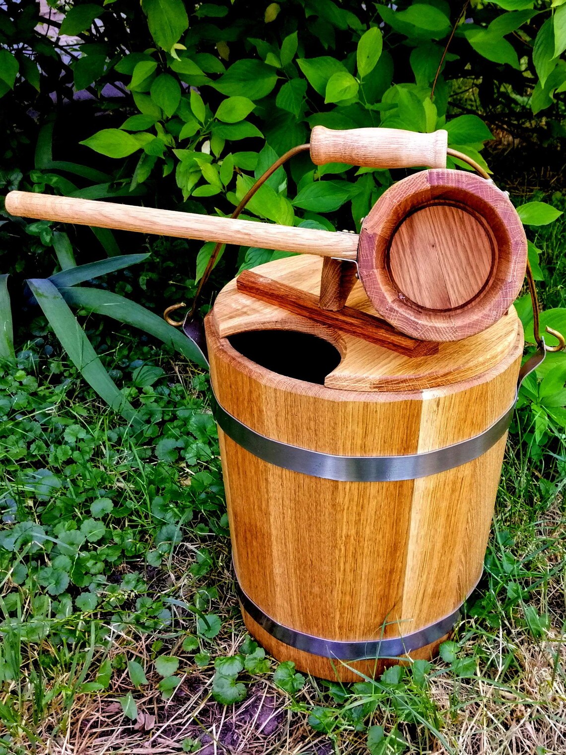 Personalized Oak Bucket 15 L, Wooden Bucket & Scoop, Vintage Wood ...