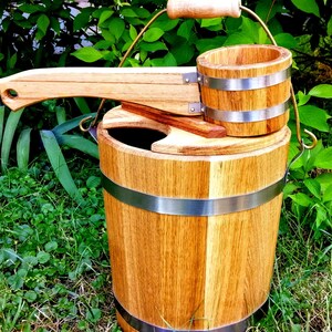 Personalized Oak Bucket 15 L, Wooden Bucket & Scoop, Vintage Wood ...