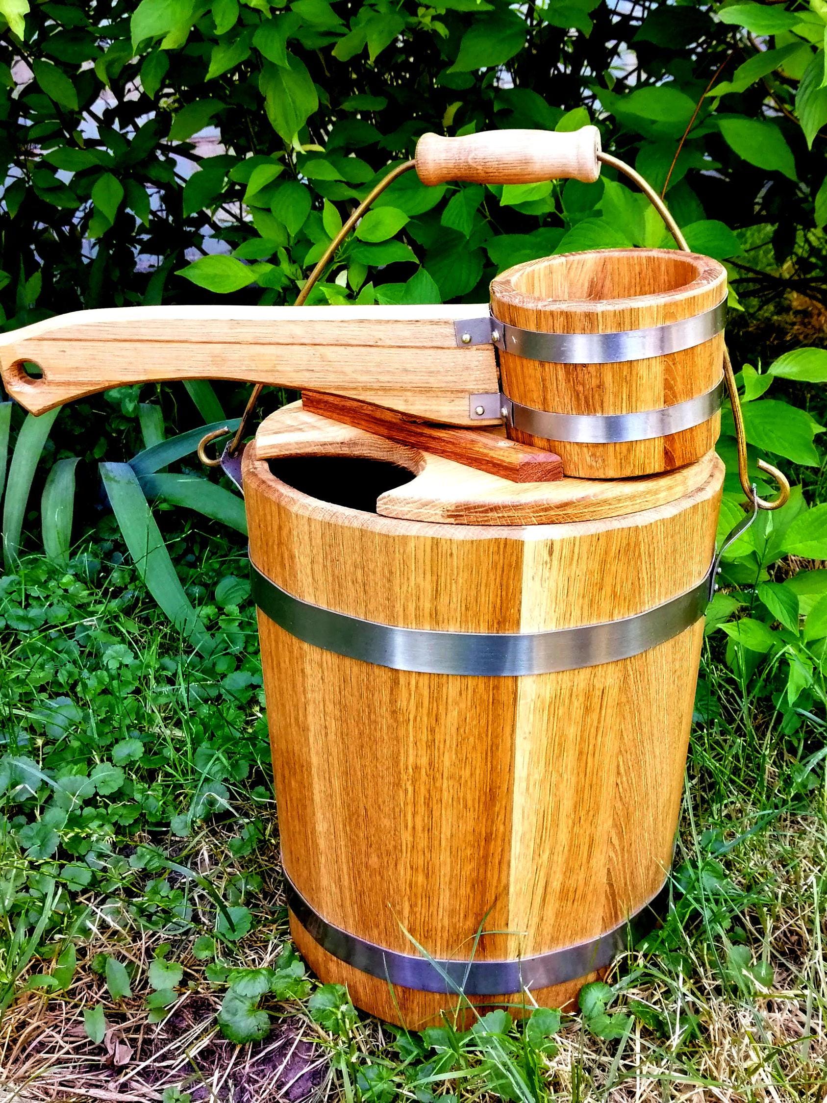 Personalized Oak Bucket 15 L, Wooden Bucket & Scoop, Vintage Wood ...