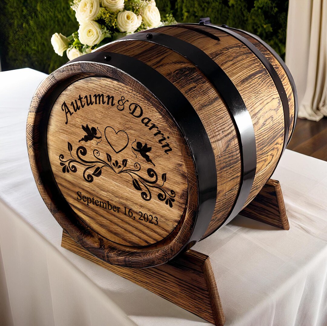 Rustic Wedding Gift-decor, Personalized Wine Barrel Card Box 10L With ...