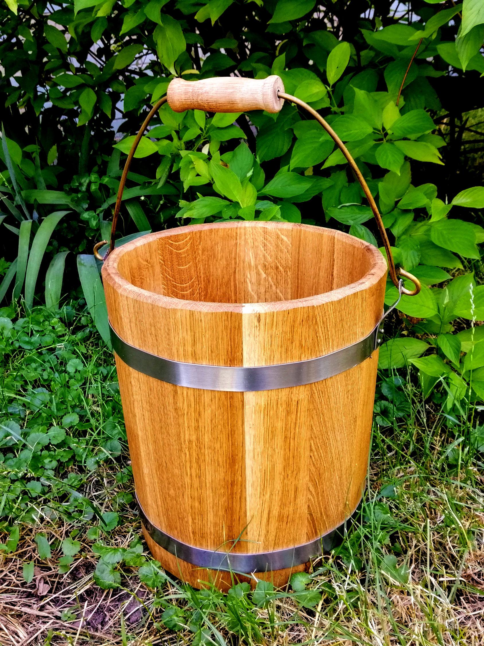 Personalized Oak Bucket 15 L, Wooden Bucket & Scoop, Vintage Wood ...