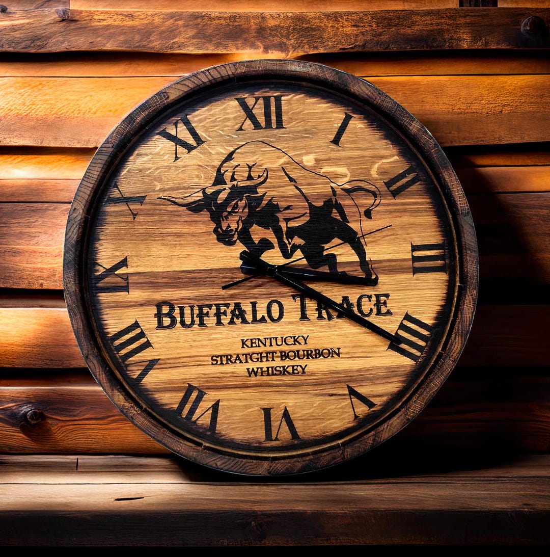 Customized Whiskey Barrel Wall Large Clock, Personalized Bourbon Oak ...