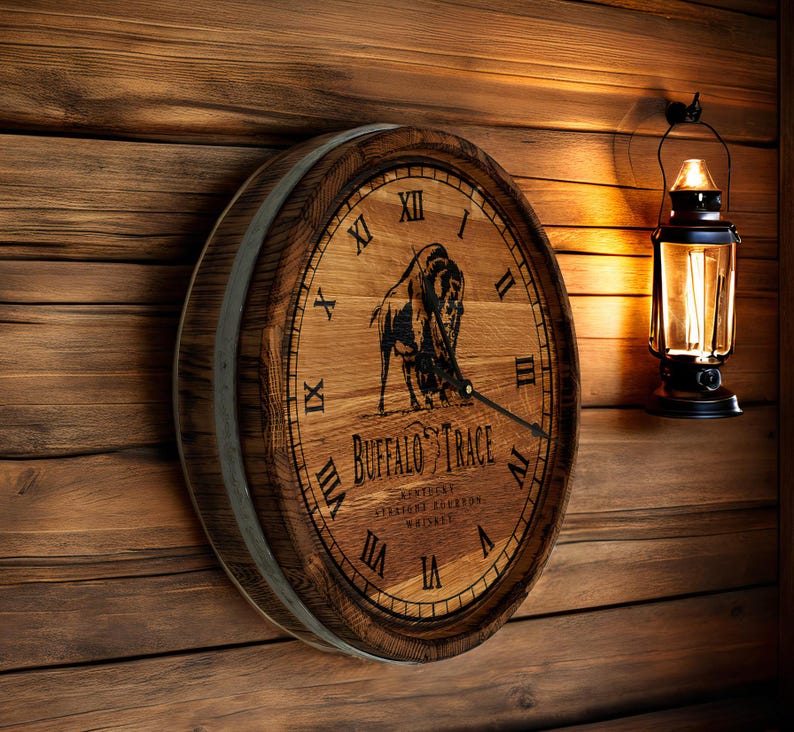 Personalized Whiskey Oak Barrel Clock, Wood Barrel Head, Vintage ...
