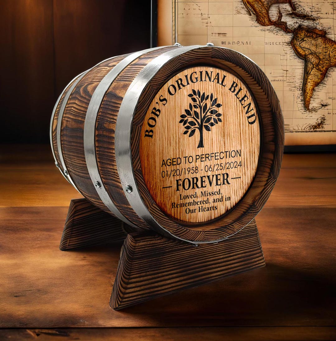 Сustomized Cremation Urn for Ashes, Handcrafted Oak Whiskey Barrel Urn ...
