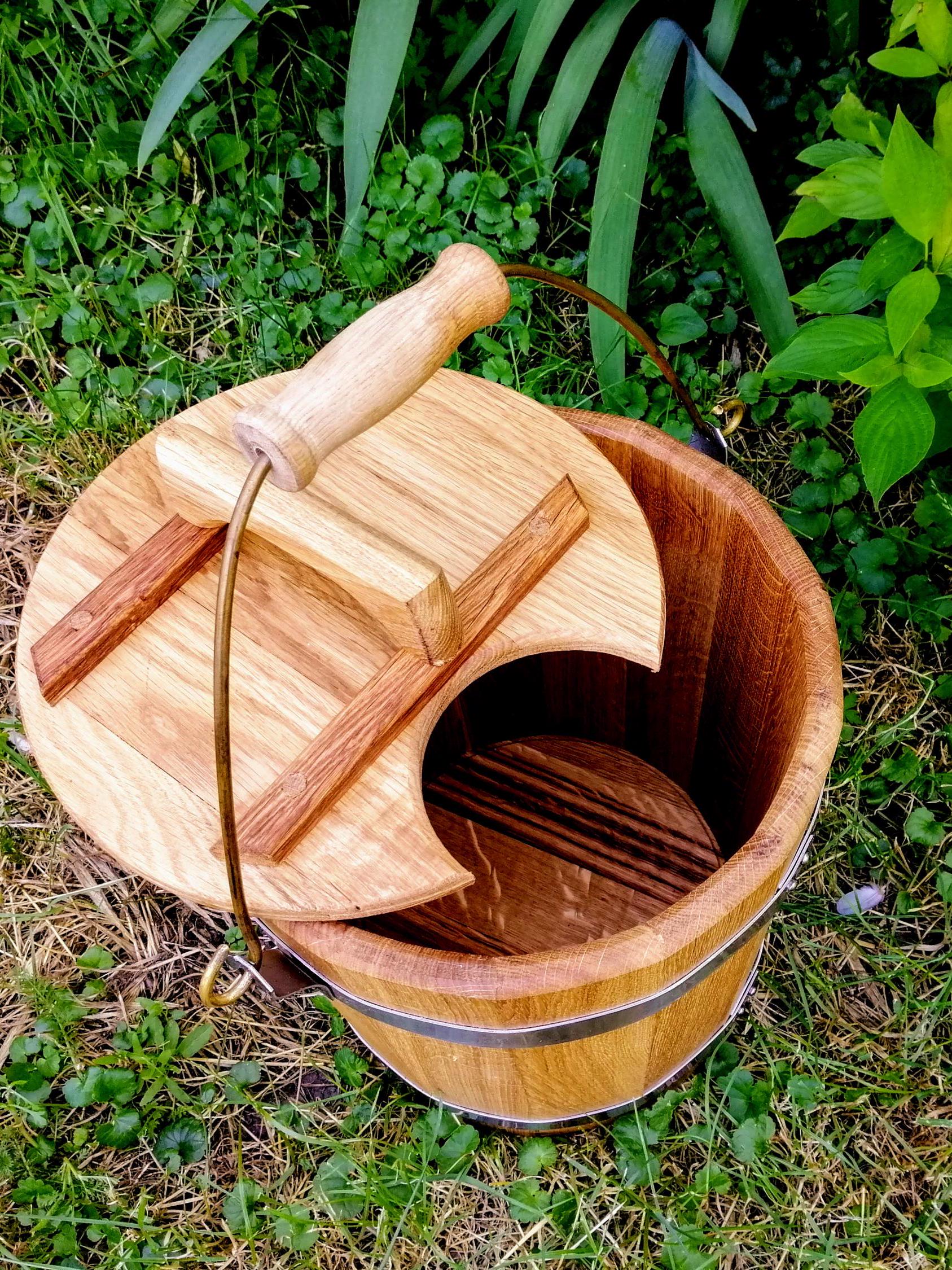 Personalized Oak Bucket 15 L, Wooden Bucket & Scoop, Vintage Wood ...