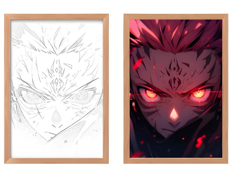 Jujutsu Kaisen Sukuna LED Wall Art USB Powered, 3 Light Colors white ...