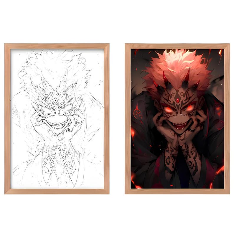 Jujutsu Kaisen Sukuna LED Wall Art USB Powered, 3 Light Colors white ...