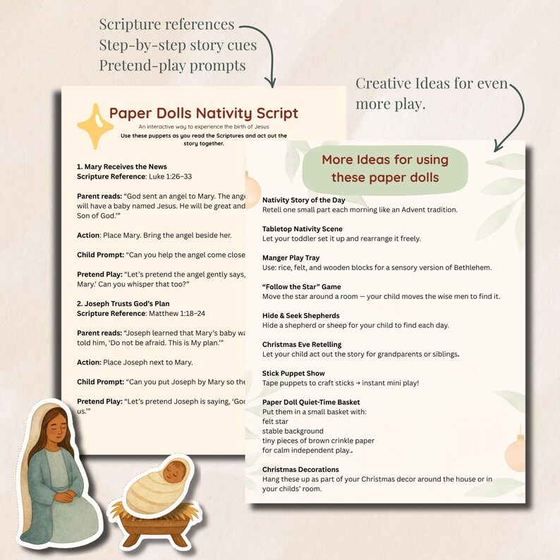 Printable Nativity Paper Dolls | Christmas Bible Story Set | Advent ...