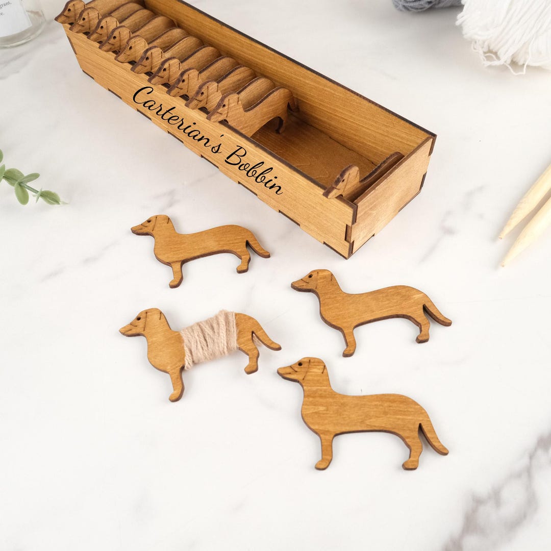 Wooden Embroidery Floss Bobbins Dog Shaped Thread Bobbin Funny Floss ...