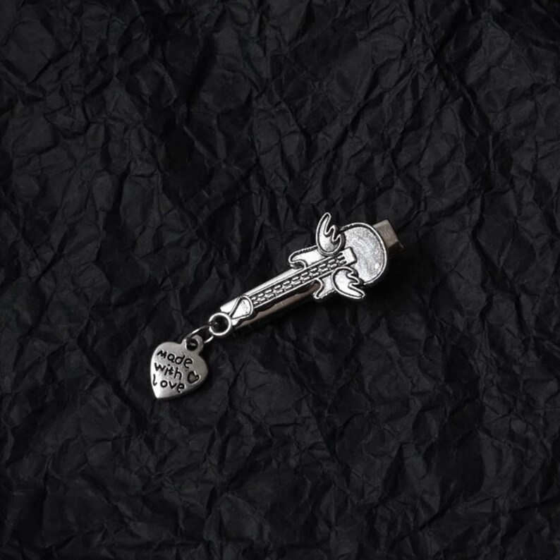 Vintage Y2k Guitar Hair Clips Star Barrettes Antique Silver Hair ...