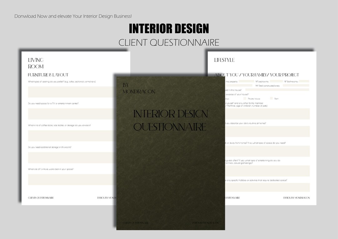 Interior Design Client Questionnaire Customizable Canva Template ...