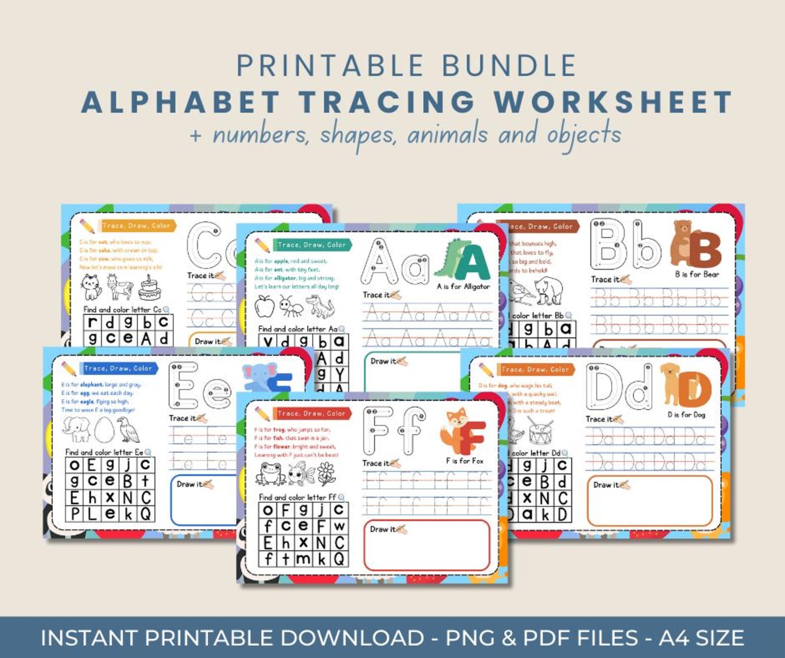 Letter Tracing Workbook Alphabet Tracing Worksheets Bundle Kids ...