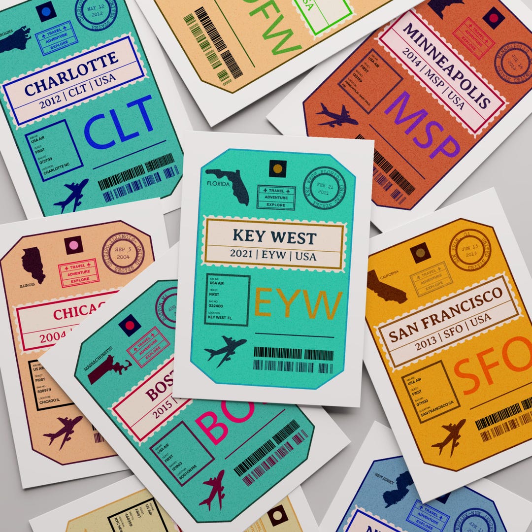 EYW Airport Code Luggage Tag Print | Key West Travel Art | Digital ...