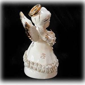 Vintage 50s May Birthday Angel Japan Holding Flowers Spaghetti Trim ...