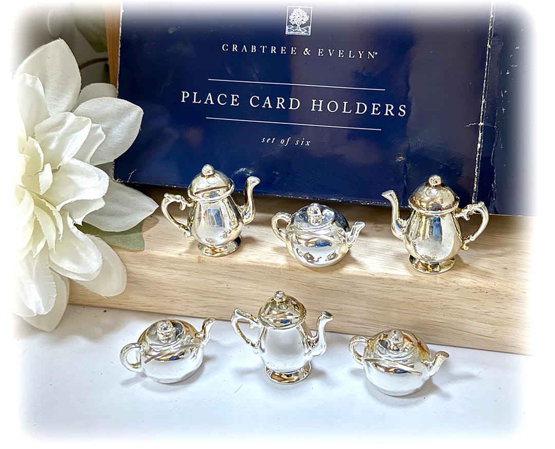 Vintage Set of 6 Crabtree & Evelyn Teapot and Coffee Pot Place Card ...