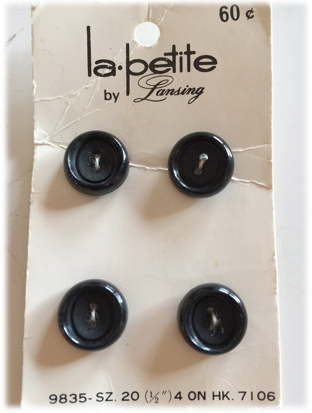 4 Vintage Buttons, La Petite Buttons, Basic Black Buttons, Small ...