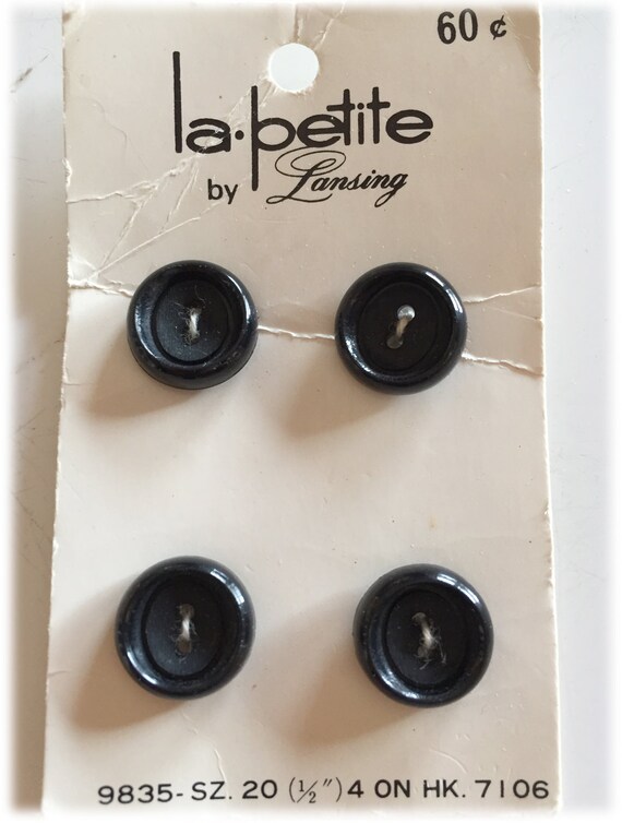 4 Vintage Buttons La Petite Buttons Basic Black Buttons | Etsy