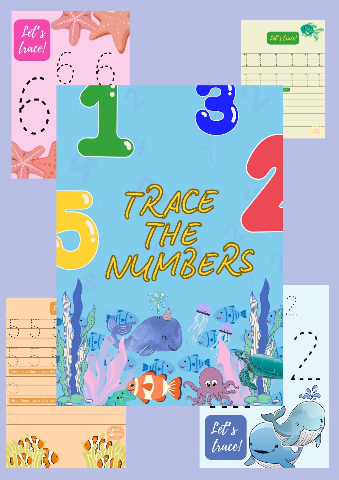 Tracing Numbers, Worksheet, Number, One, Two, Three, Exercise - Etsy