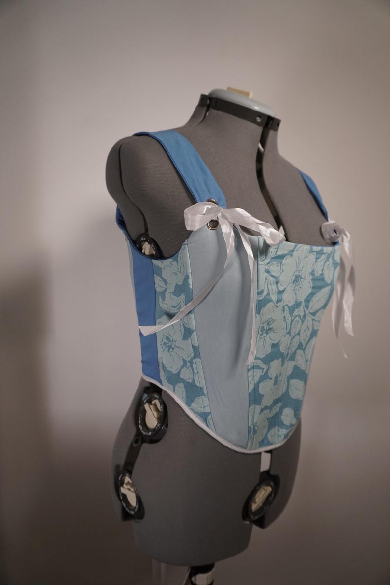 Sky Blue Reversible Upcycled Corset for Women – One of a Kind Handmade ...