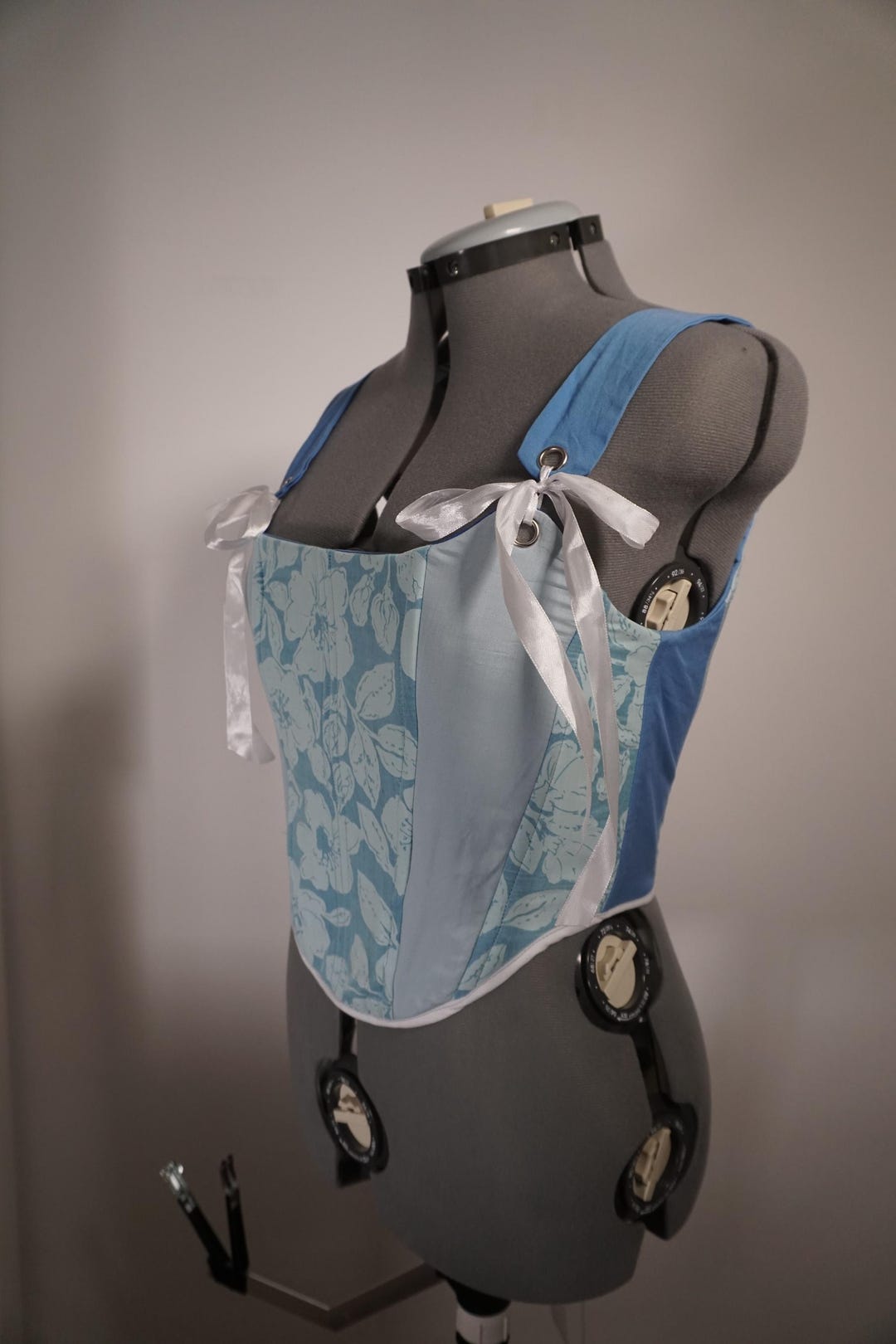 Sky Blue Reversible Upcycled Corset for Women – One of a Kind Handmade ...