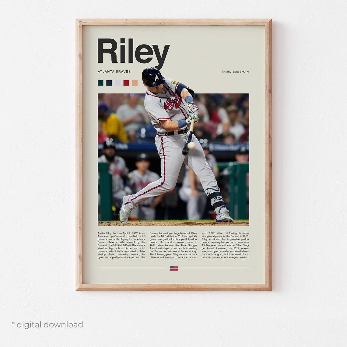 Austin Riley Poster – Baseball Poster Art, MLB Poster, Riley Wall Art ...