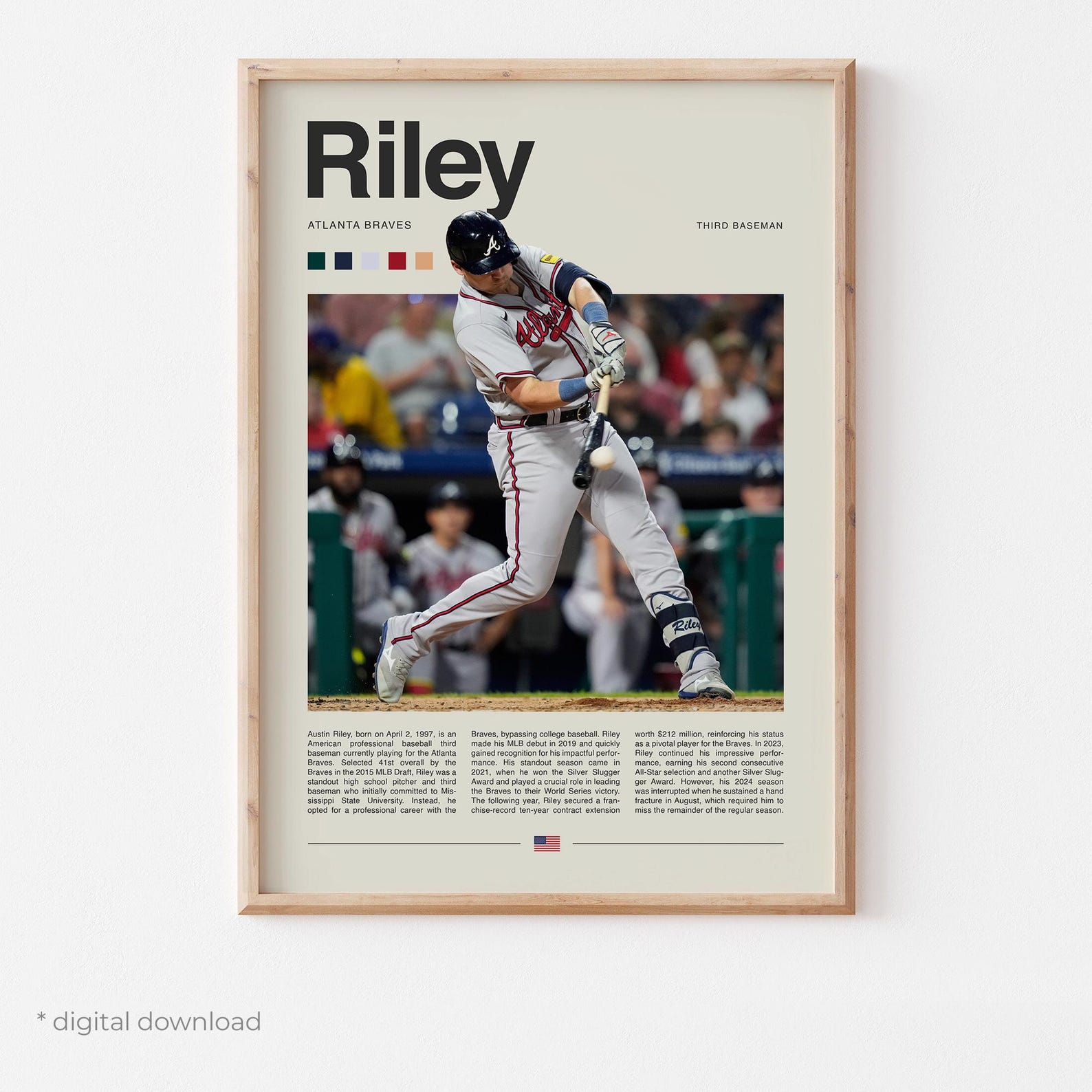 Austin Riley Poster – Baseball Poster Art, MLB Poster, Riley Wall Art ...